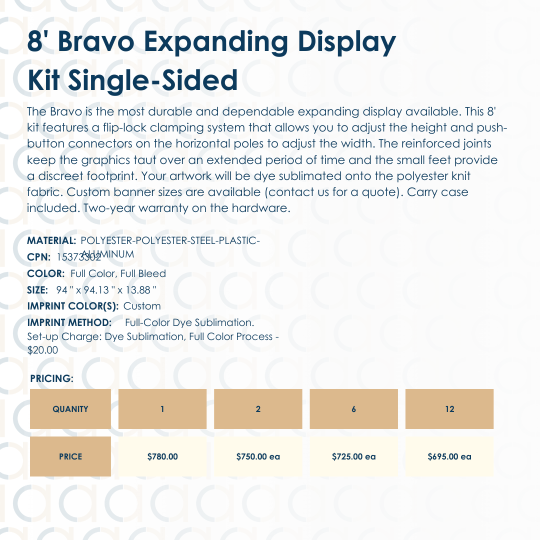 8' Bravo Expanding Display Kit Single-Sided