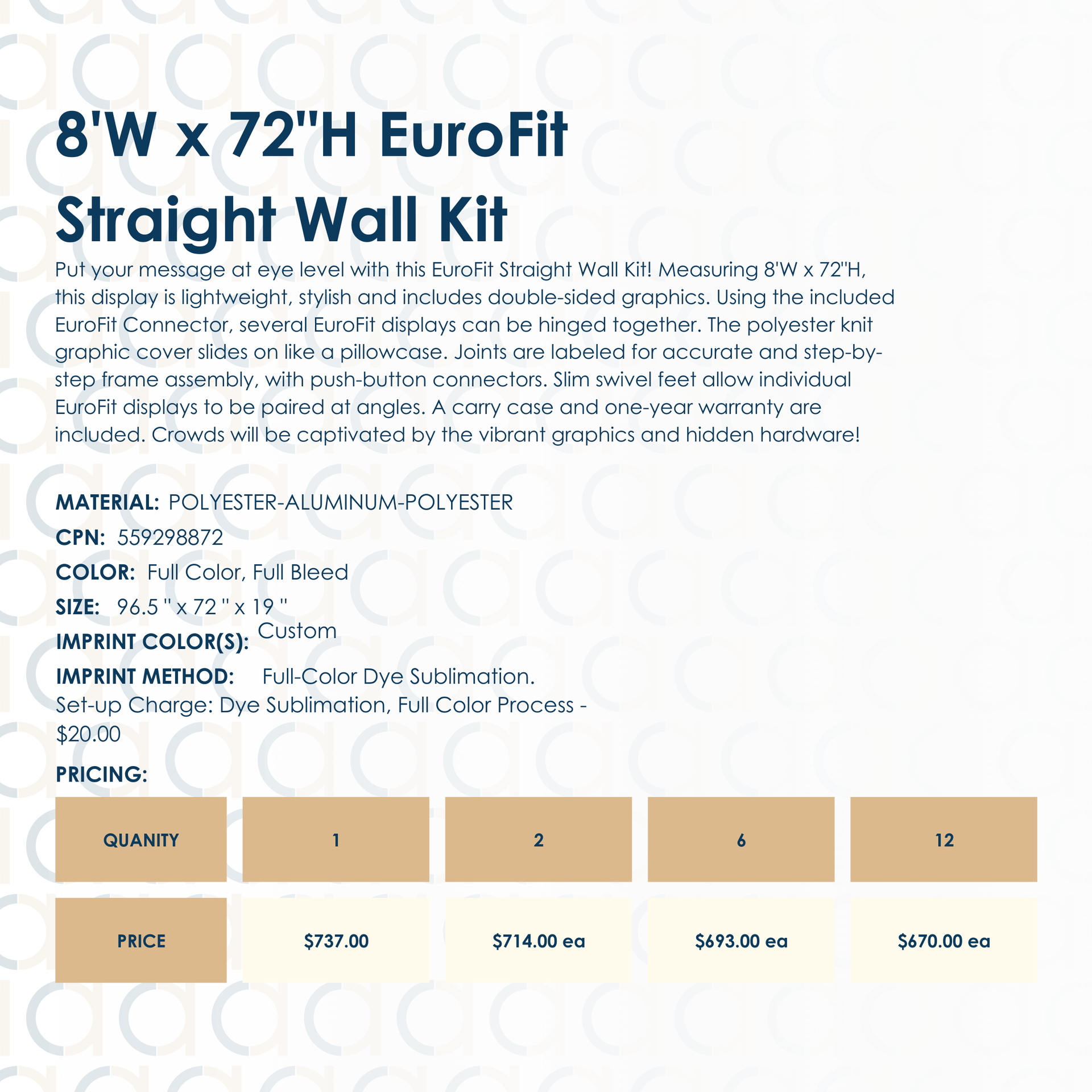 8'W x 90"H EuroFit Straight Wall Kit
