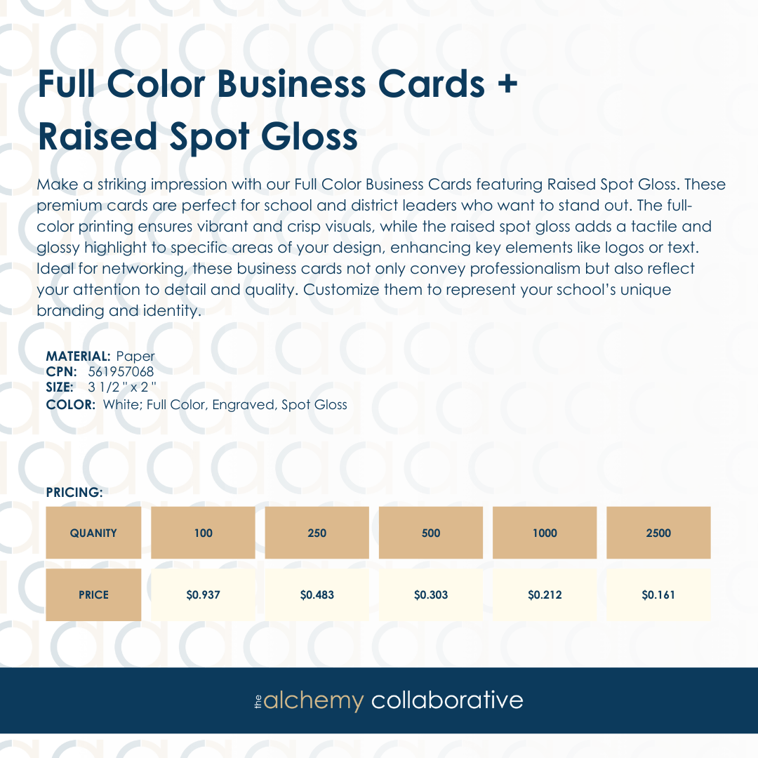 Full Color Business Cards + Raised Spot Gloss