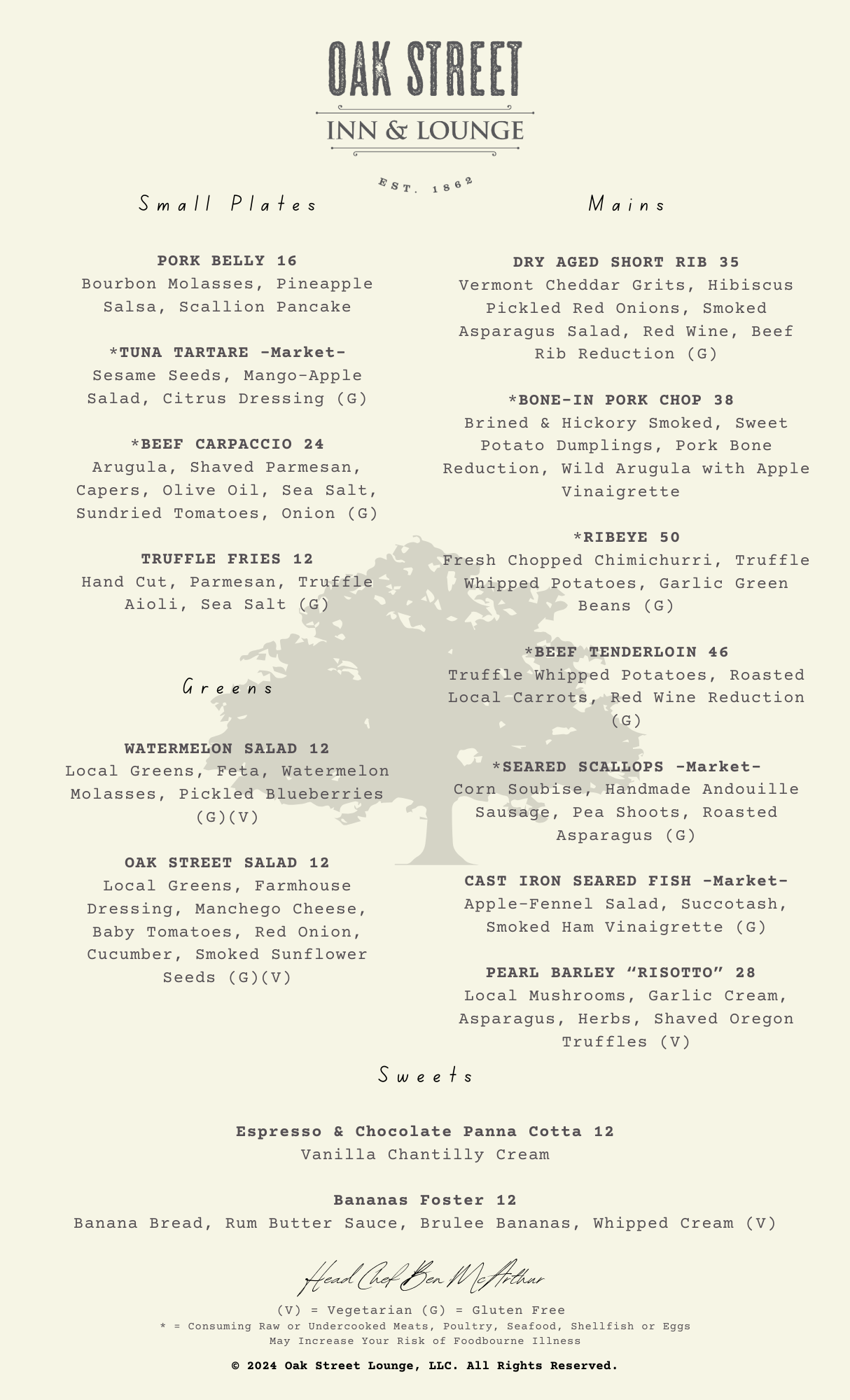 Eat and Drink | Oak Street Inn and Lounge