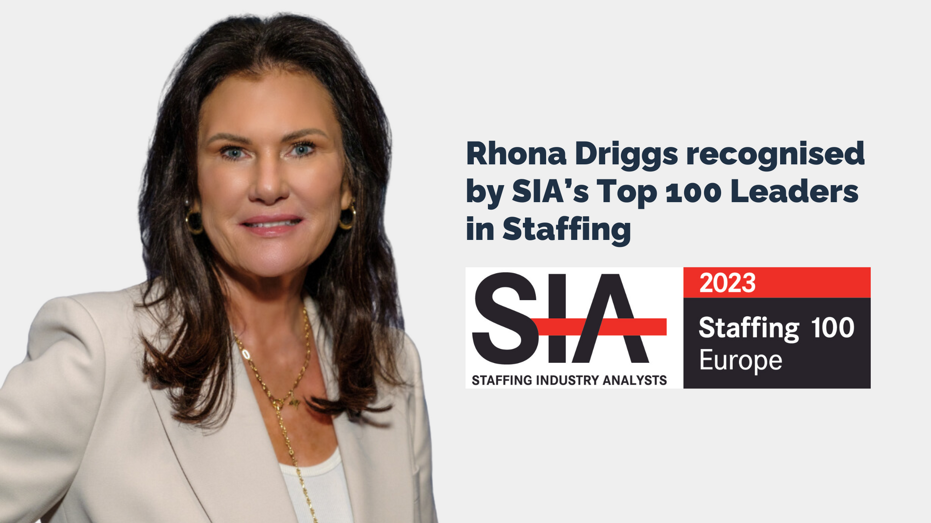 Rhona Driggs recognised by SIA’s Top 100 Leaders in Staffing