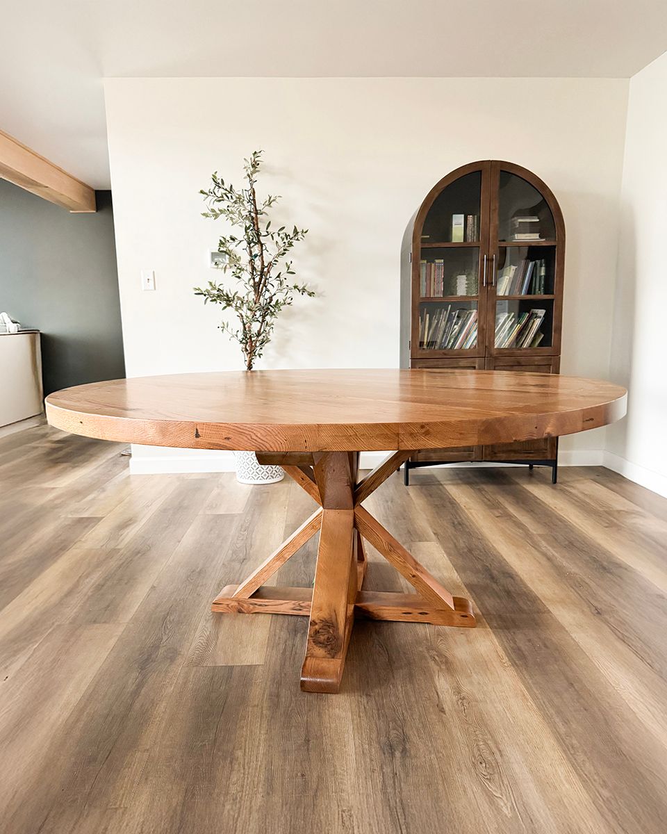 Red Oak Wood Table with Optional Wood Bench