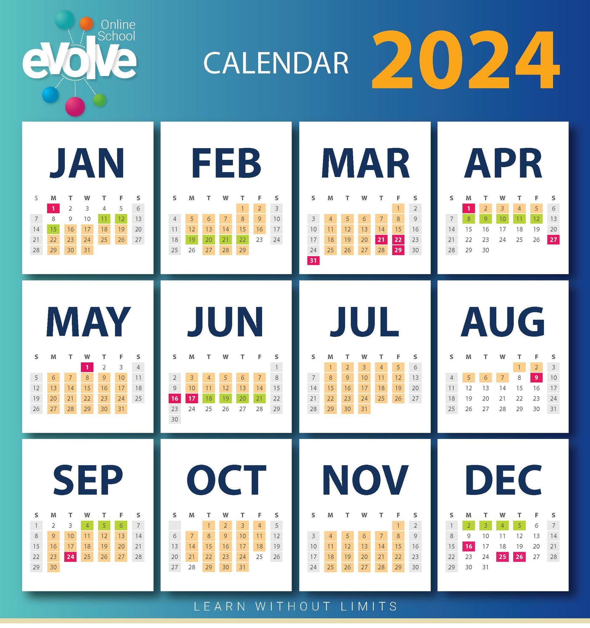 Calendar | Evolve Online School