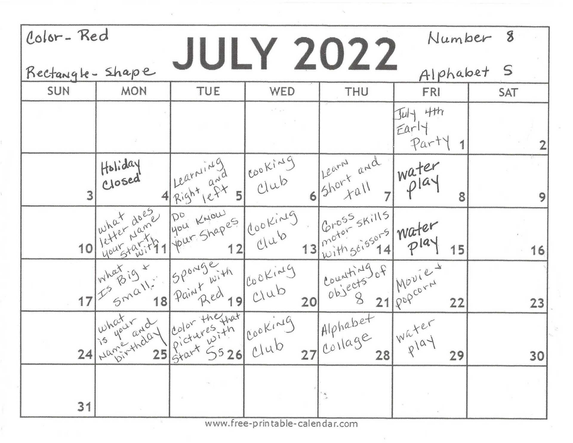 Menu & Calendar | Knoxville, TN | Marcia’s Learning Center