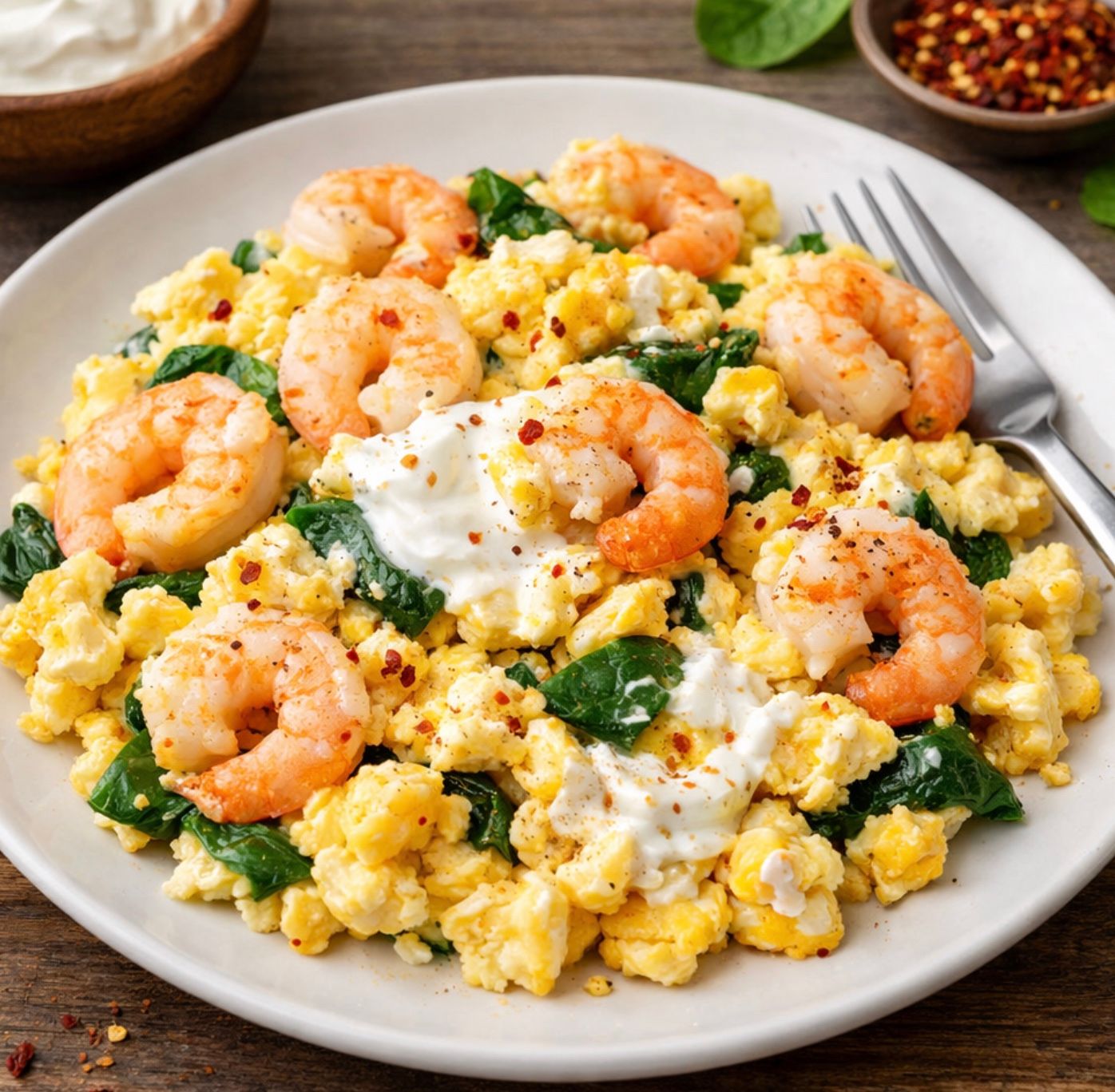 Shrimp & Egg Protein Scramble