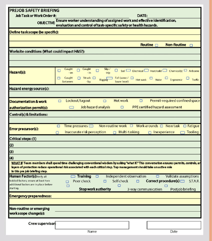 How to Create an Effective and Compliant Job Briefing Form