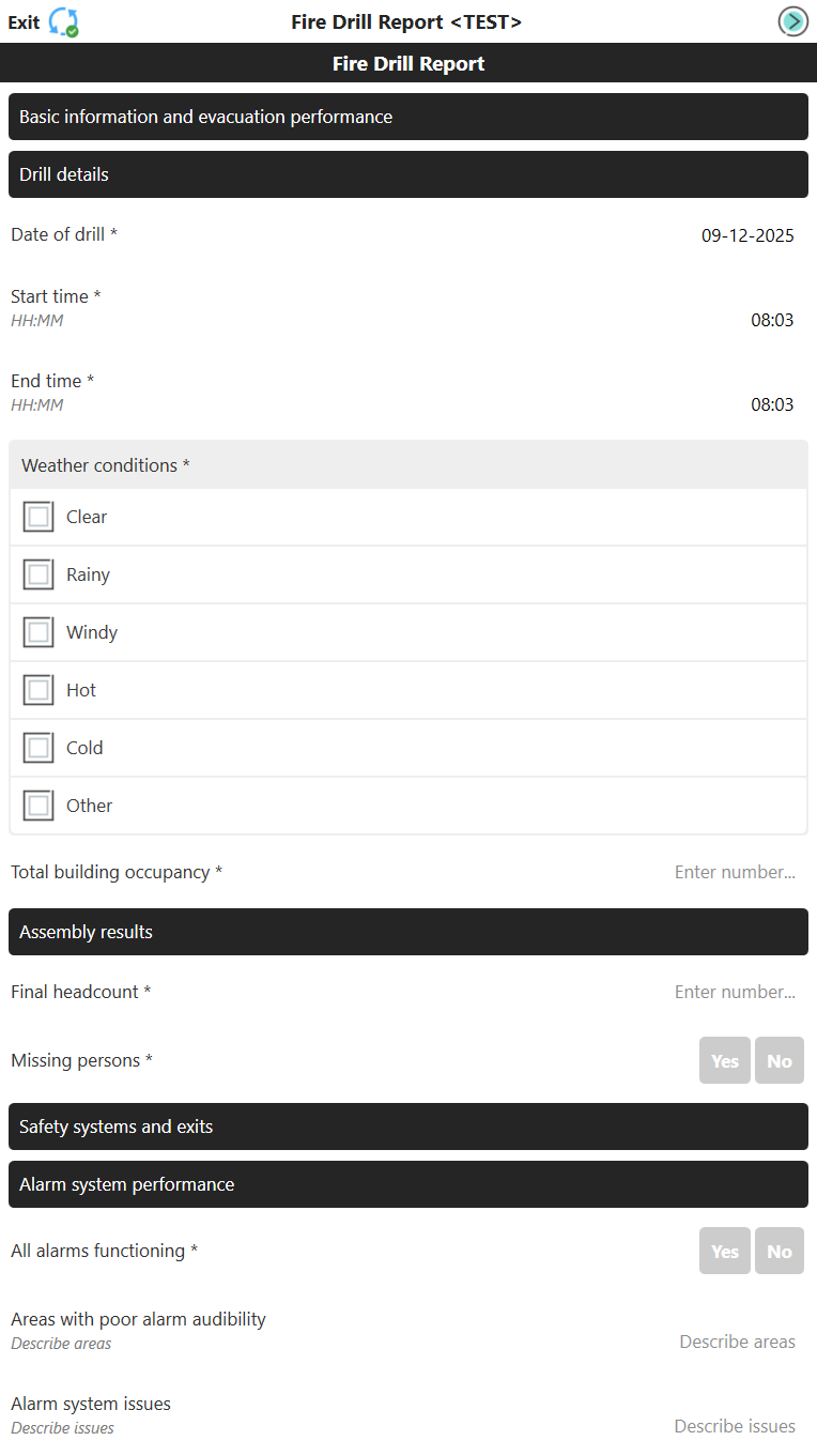 Fire Drill Procedure Checklist Template and Report Form