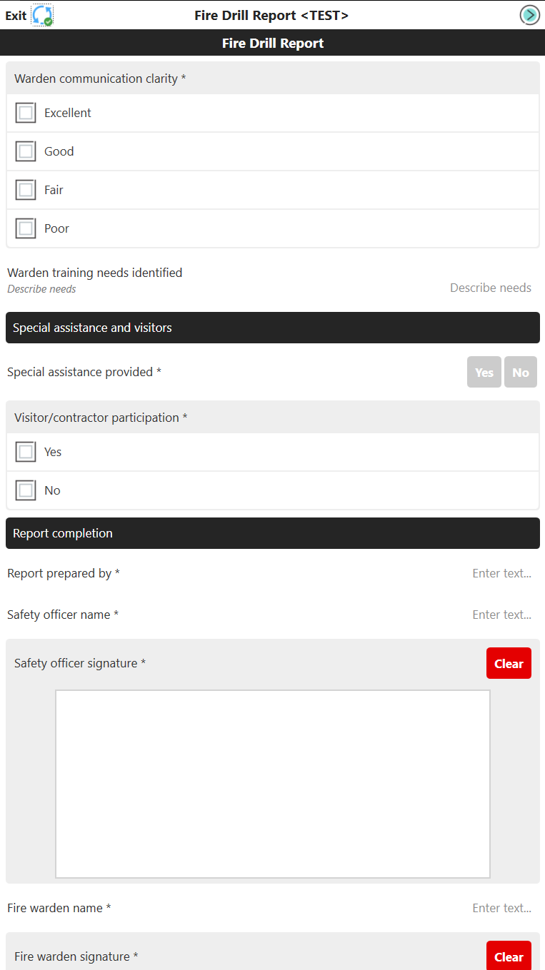 Fire Drill Procedure Checklist Template and Report Form