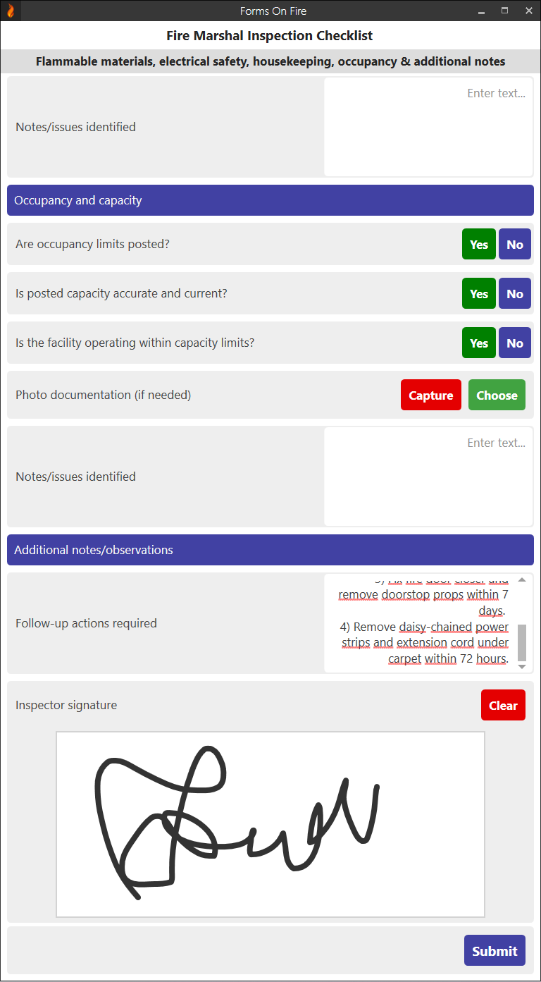 Fire Marshal Inspection Checklist | Forms On Fire