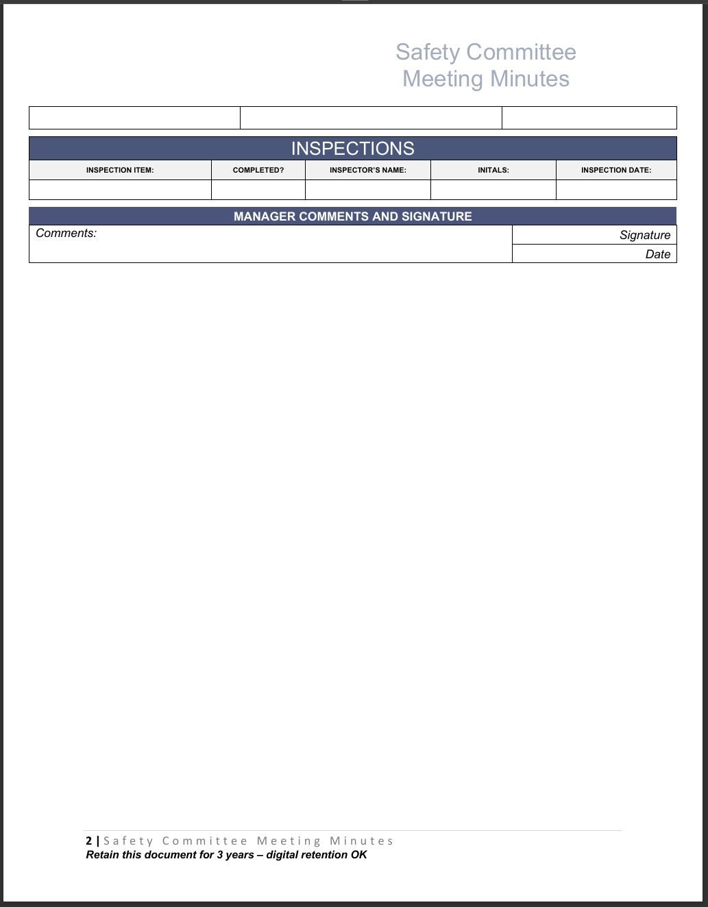 Create Your Safety Committee Meeting Minutes Template