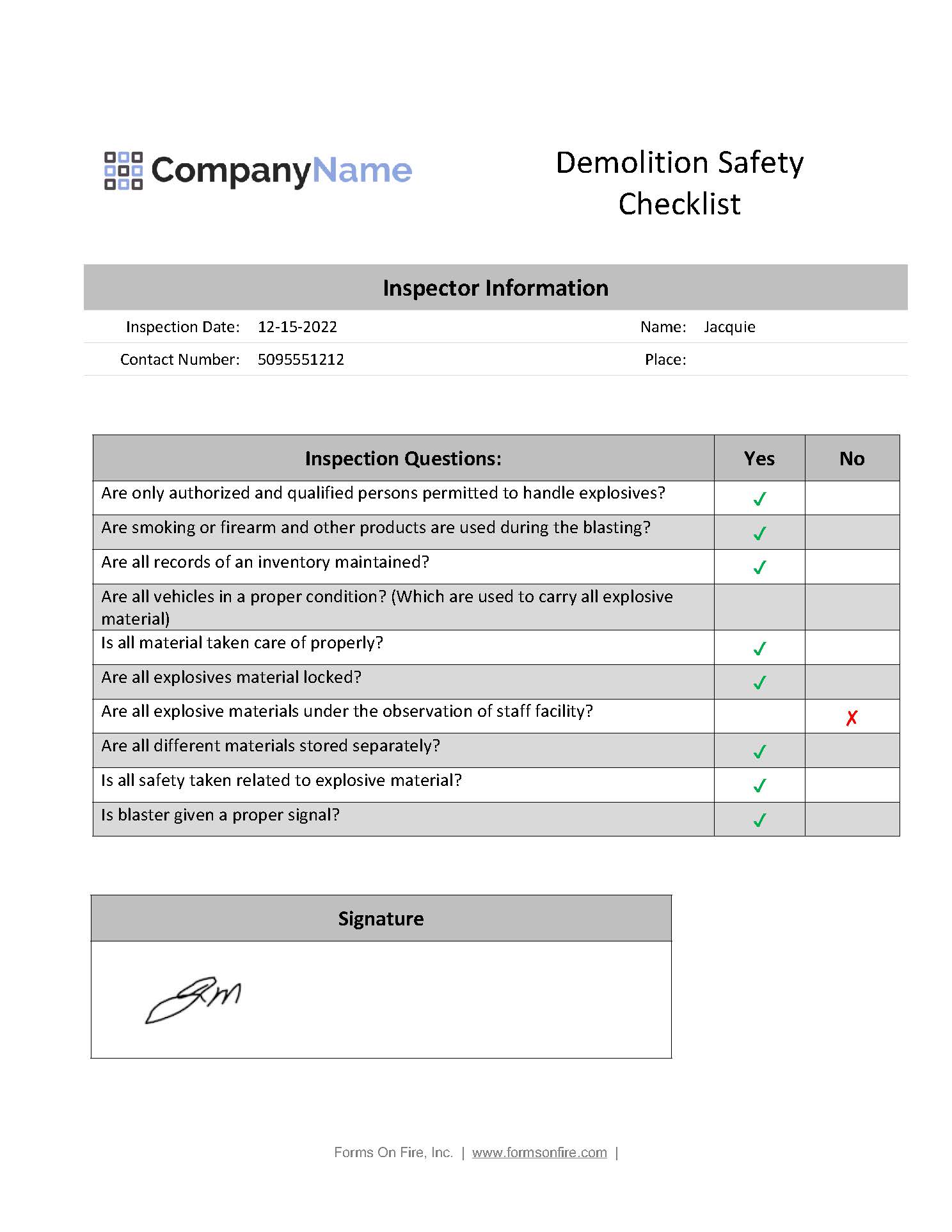 Demolition Safety Checklist | Forms On Fire