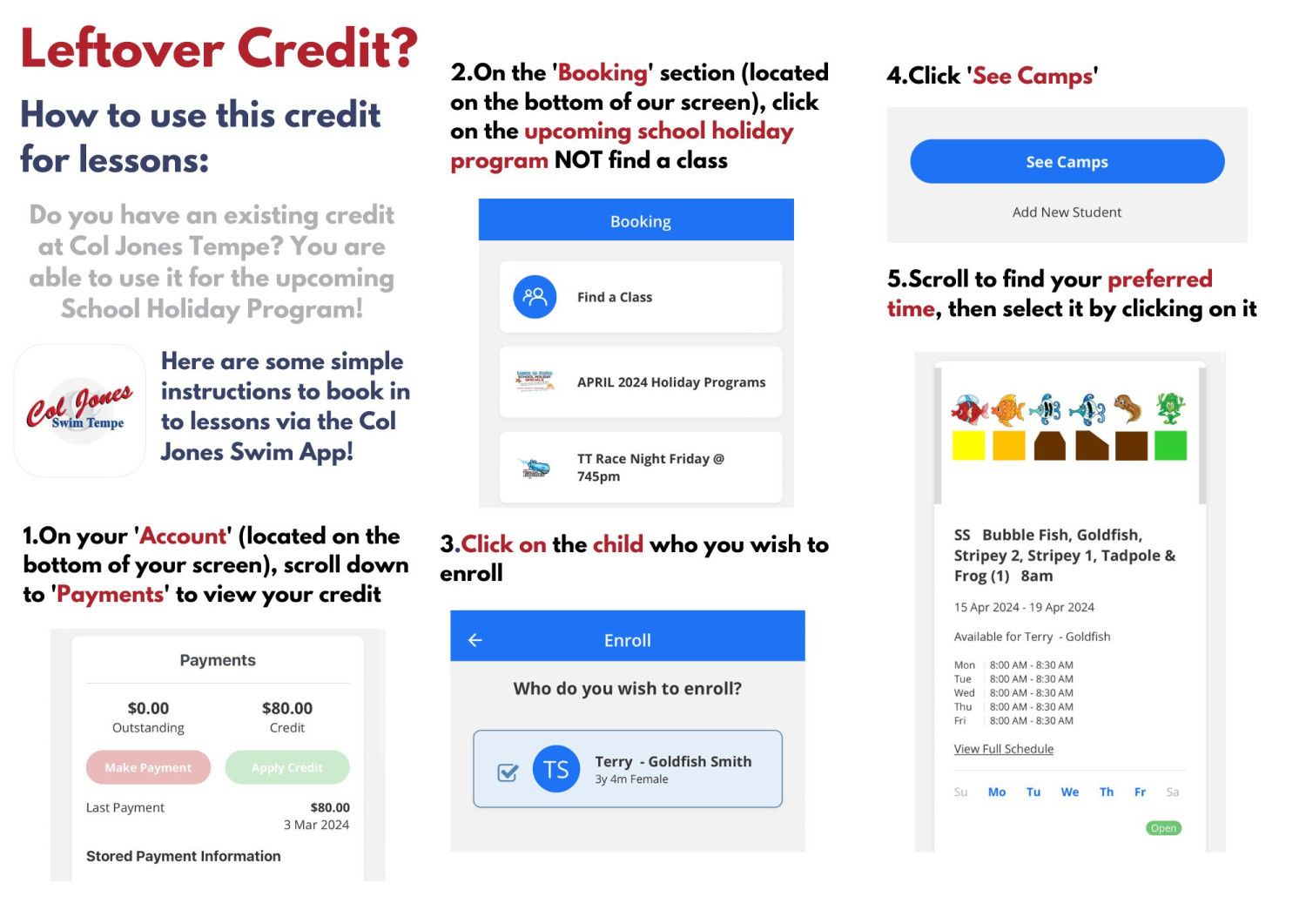 Use Swim Credits | Col Jones Swim Tempe