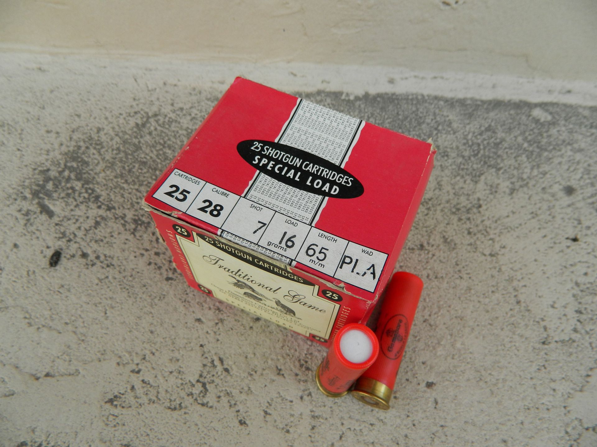 Gamebore 28g. Shot Shells, 2 1/2" case, #7 Shot. Price: $40 per box.