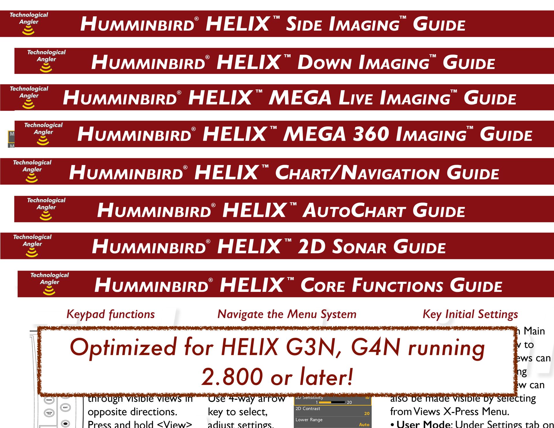 Humminbird HELIX G3N Reference Guides