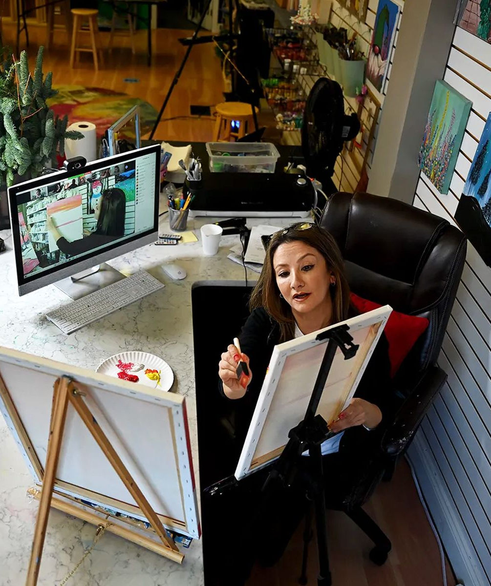 Virtual Paint Night, Online Paint Party, Canvas n Cup