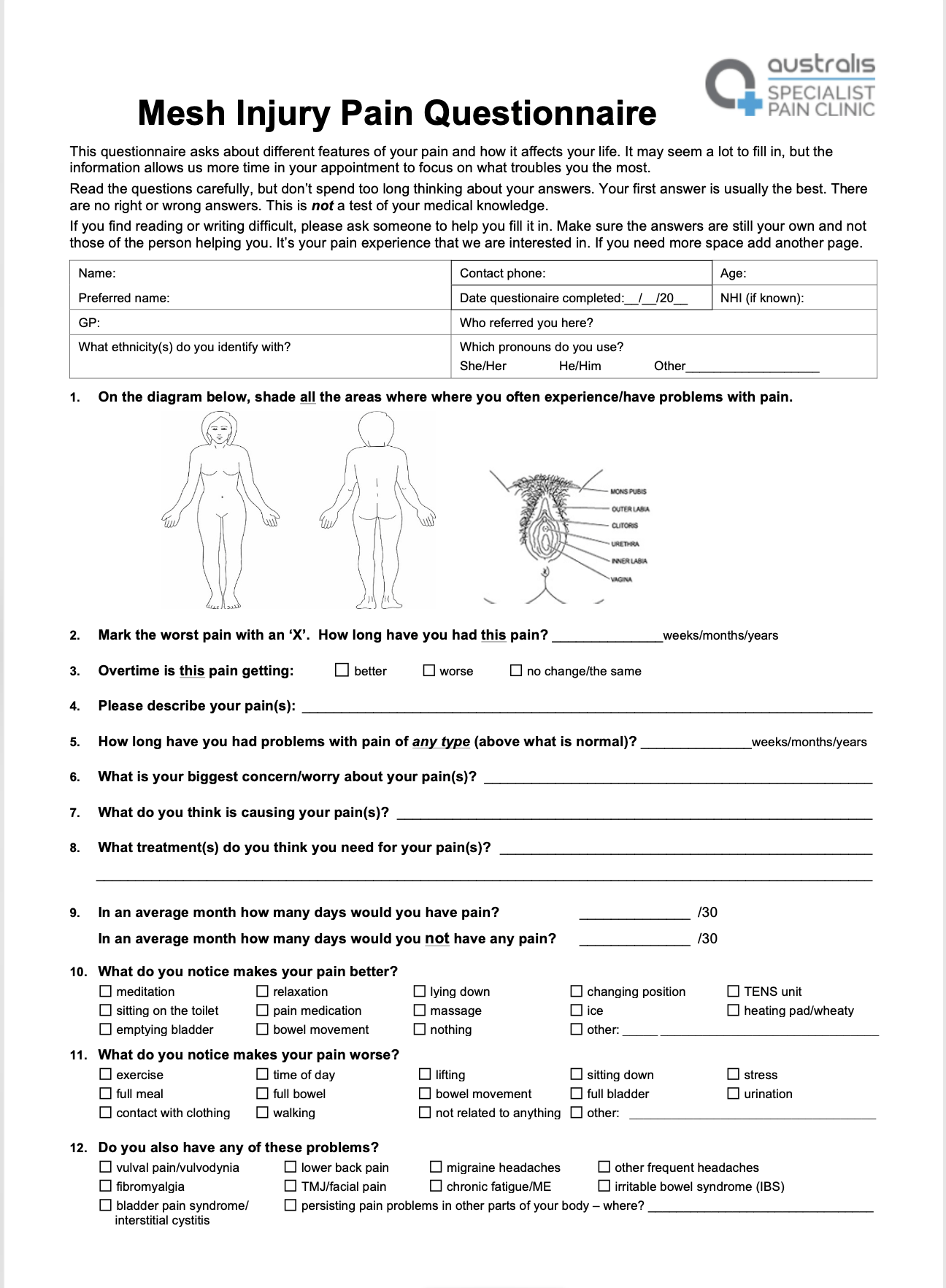 Patient Information⼁Australis Specialist Pain Clinic⼁Pain Management ...