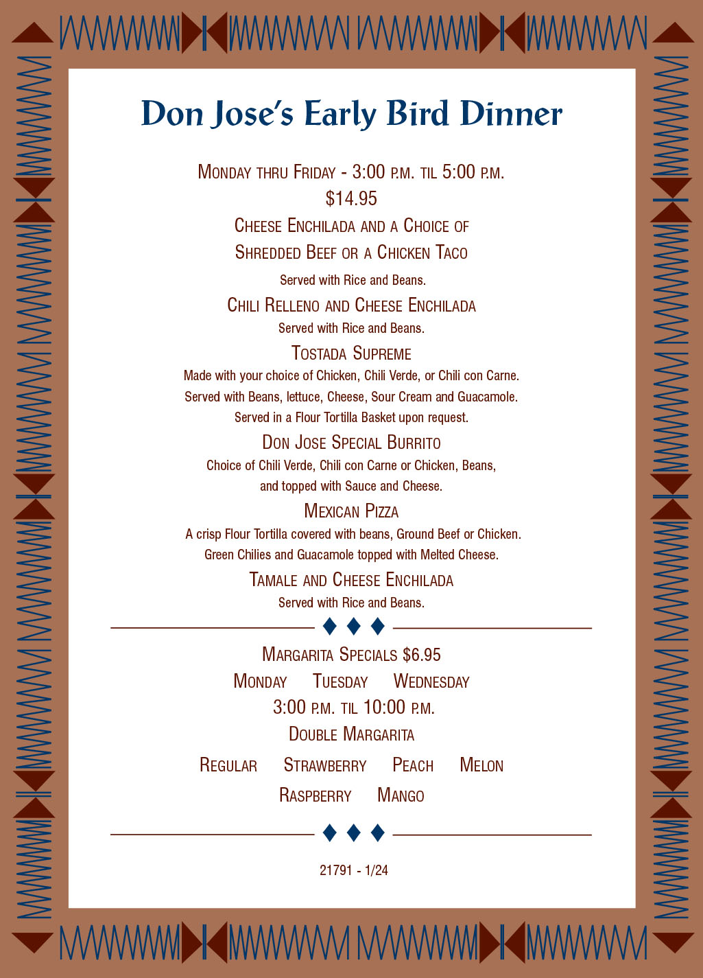 Don Jose Mexican Restaurant Huntington Beach menu