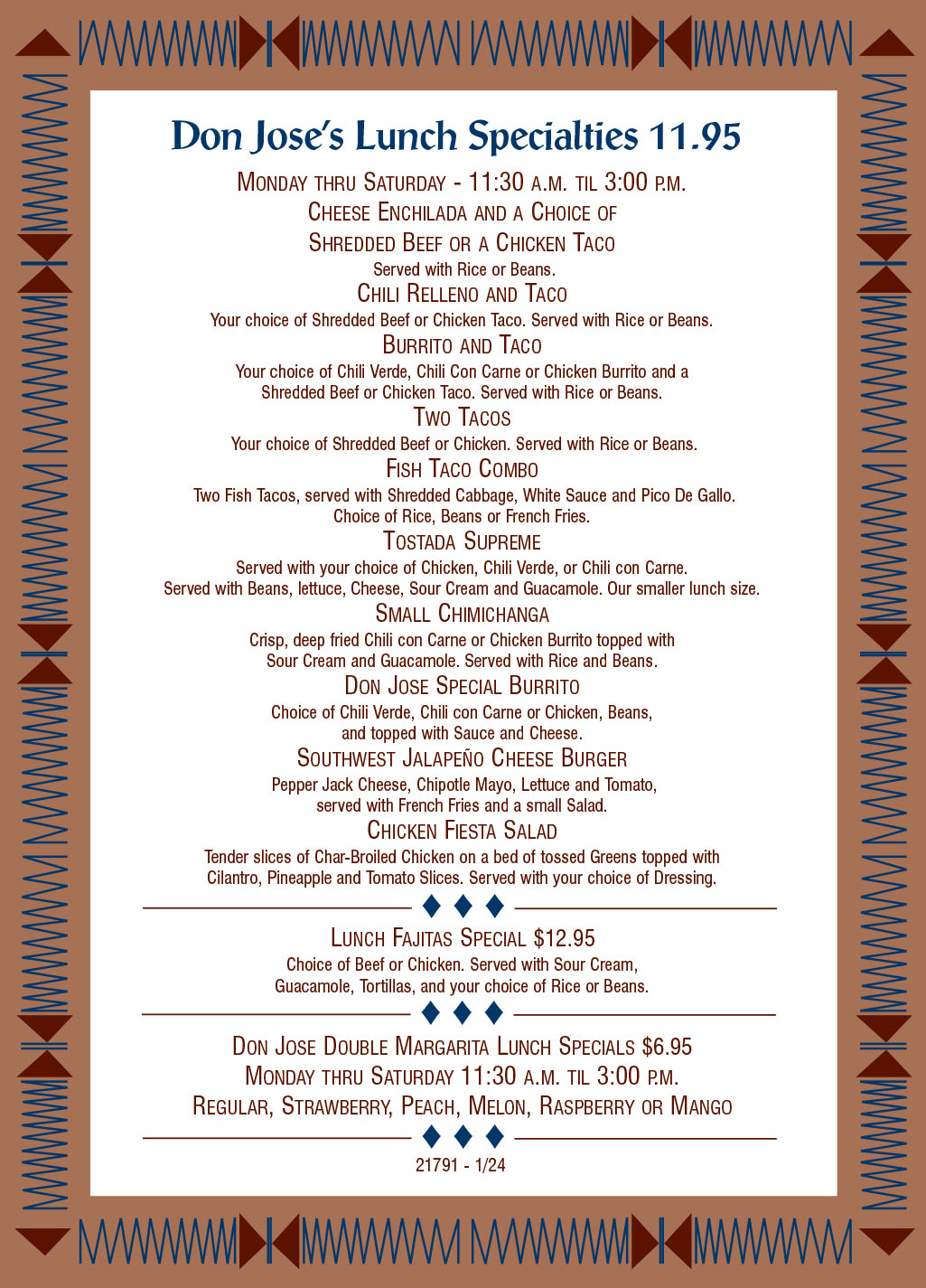 Don Jose Mexican Restaurant Huntington Beach menu