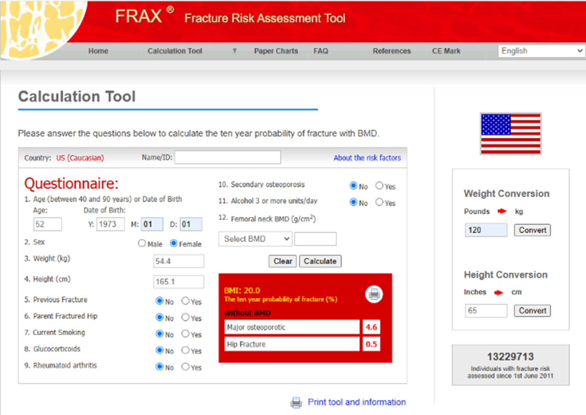 Fracture risk due to impaired bone health. Is it age dependent?