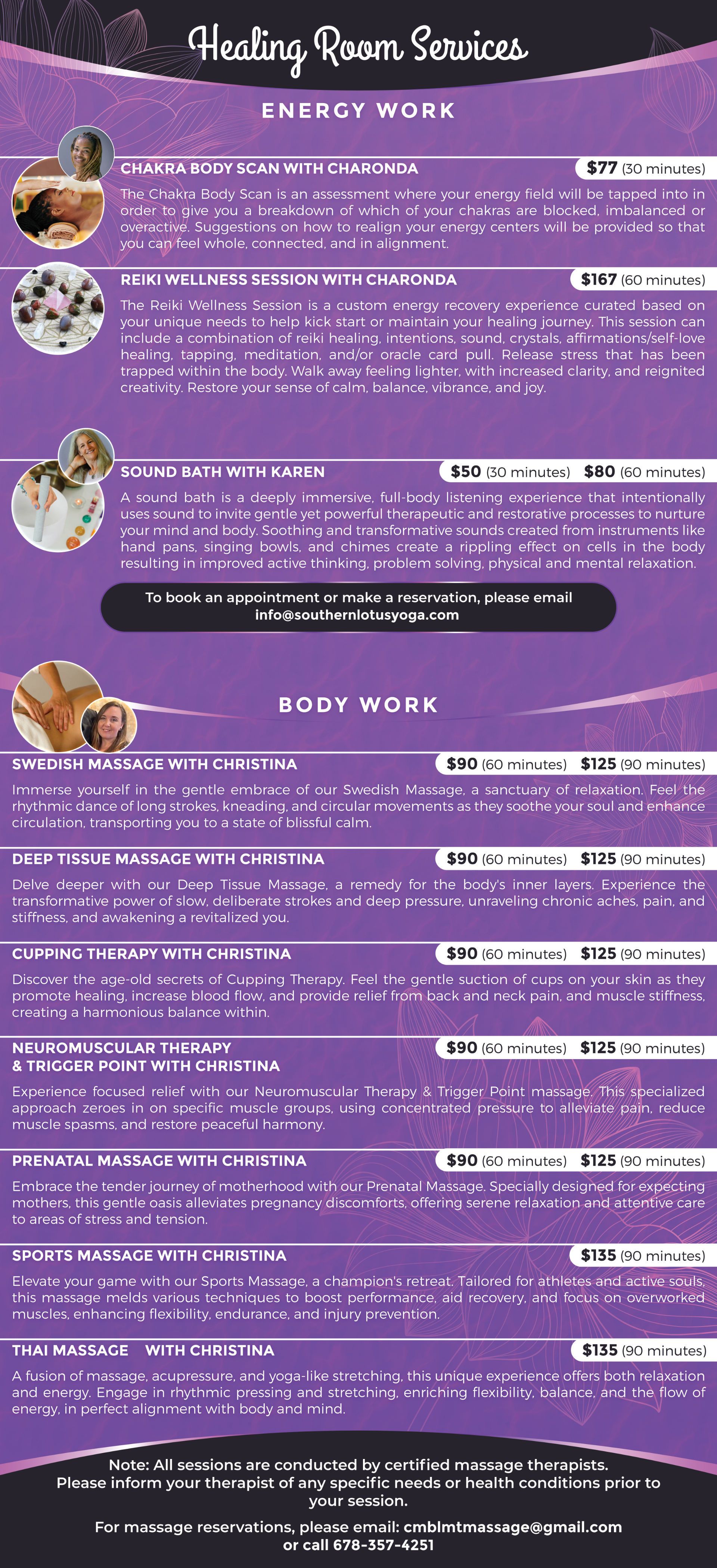 Healing Room Services | Southern Lotus Yoga