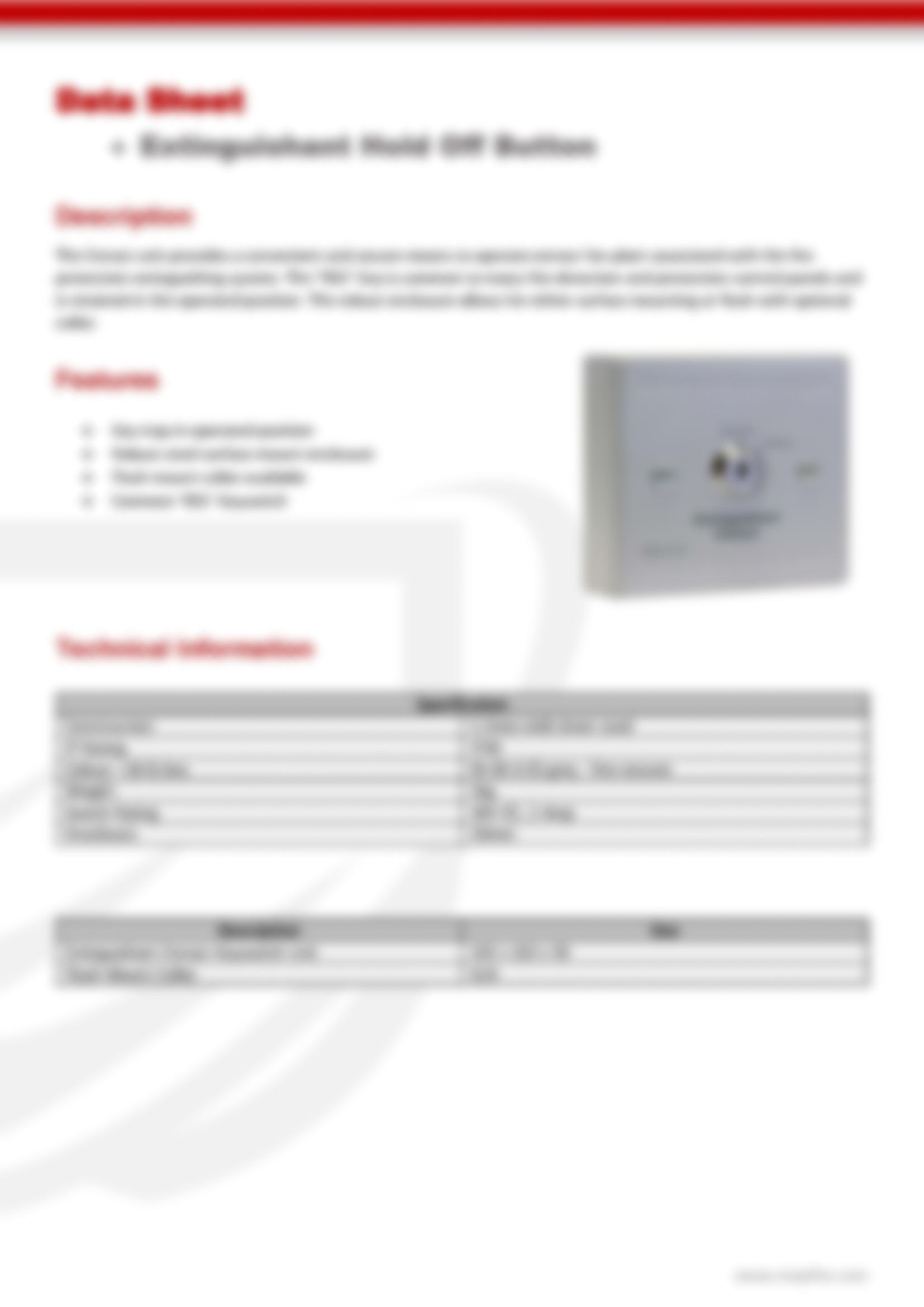 Fire Suppression Data Sheets | MEP Fire