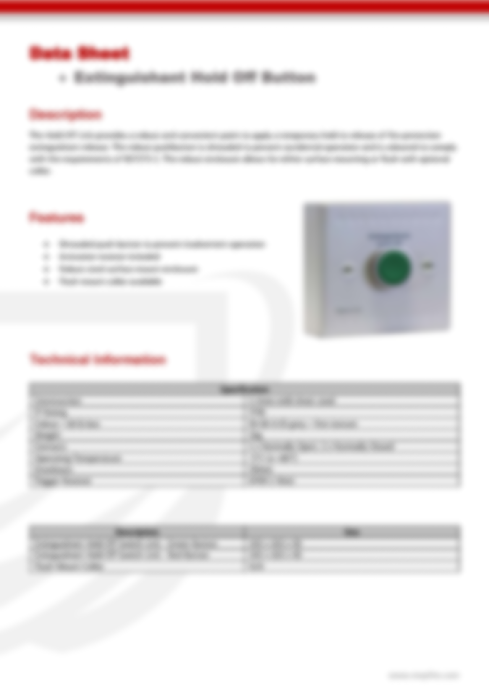 Fire Suppression Data Sheets | MEP Fire