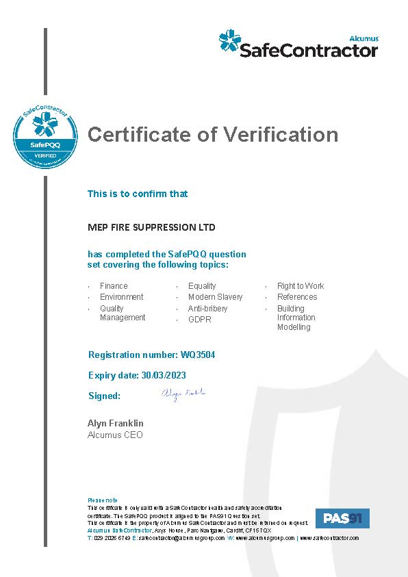 Nationwide Fire Suppression Specialists | MEP Fire