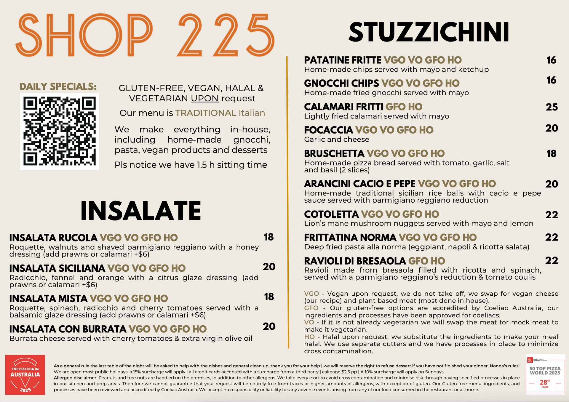 Menu - Shop225