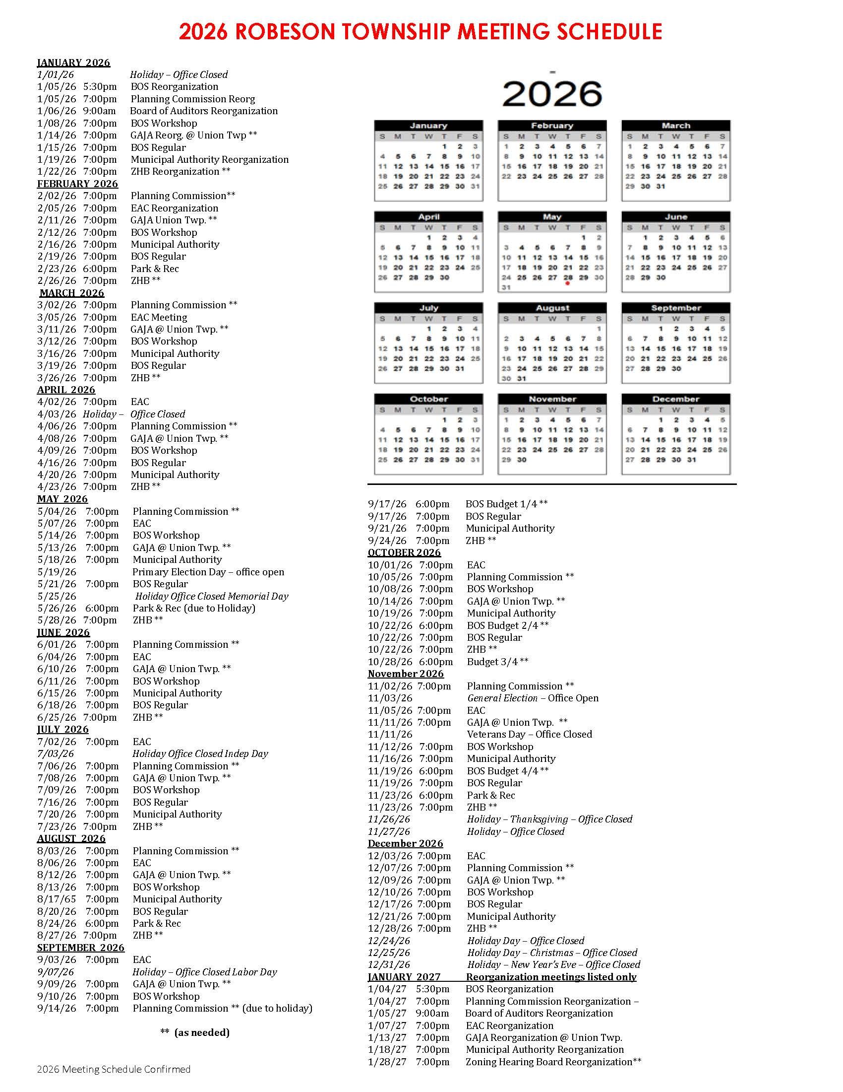 Robeson Township Community Calendar | December 2023
