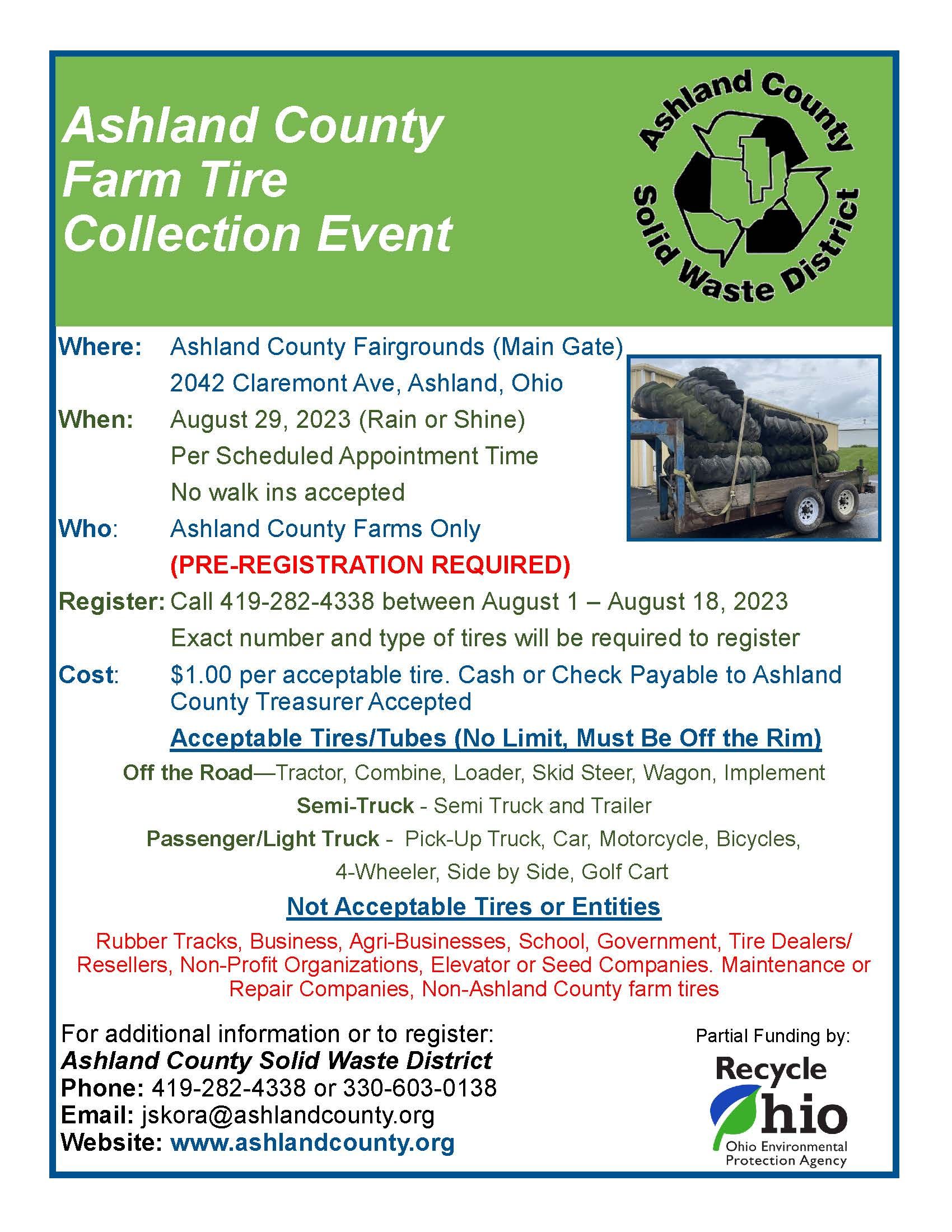 Ashland County Farm Tire Collection Event