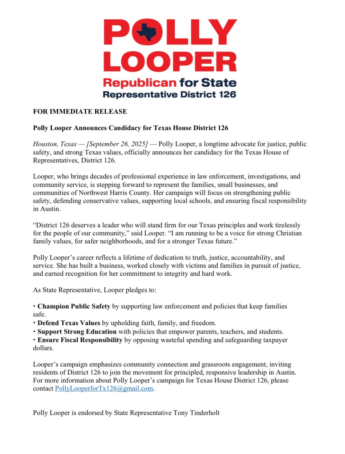 Polly Looper for Texas