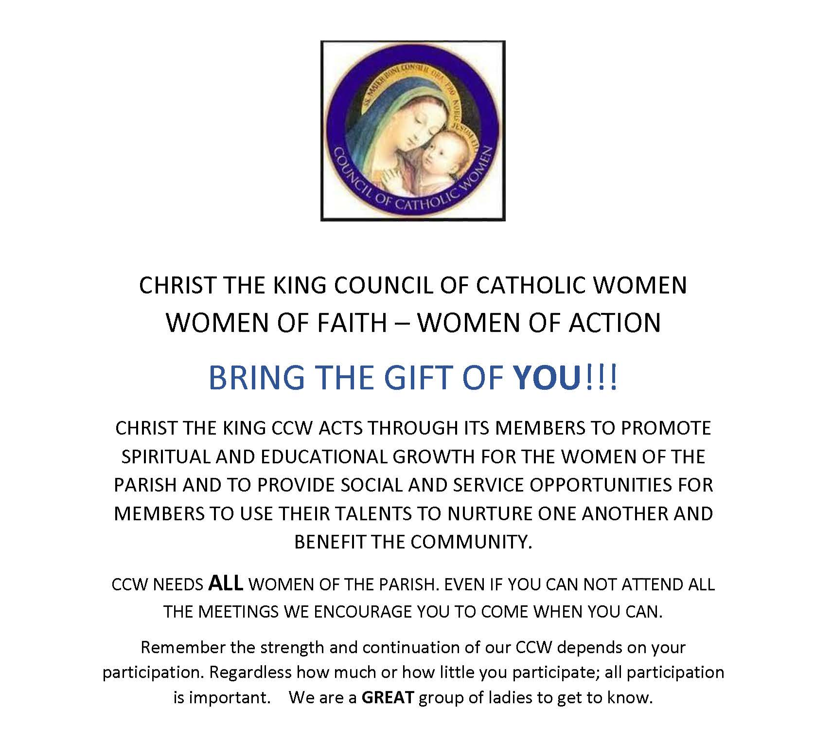 CATHOLIC COUNCIL OF WOMEN (CCW)