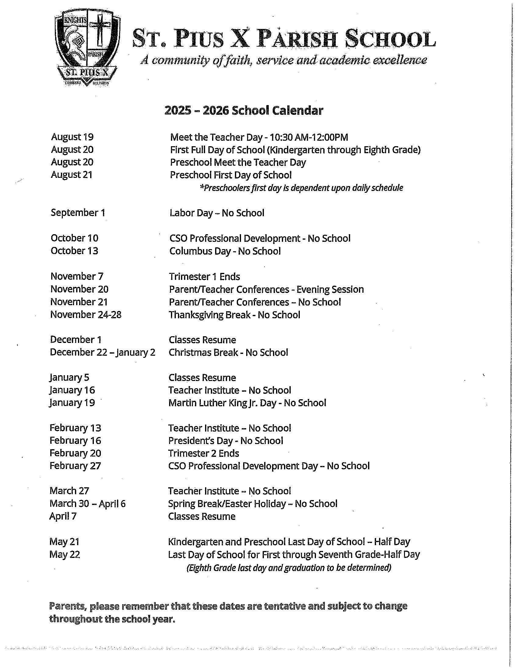 School Calendar