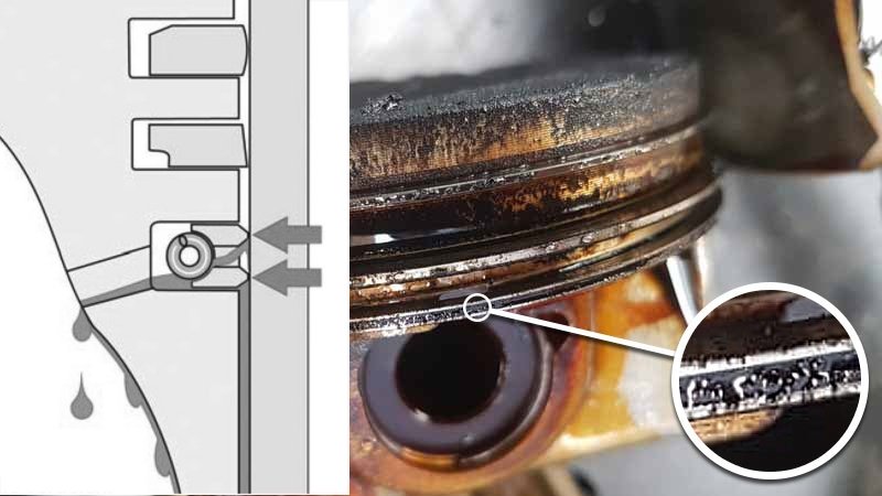 Clogging of oil scraper rings