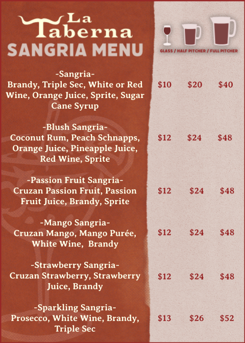 Menu | La Taberna | Steaks & Tapas Bar | Dupont NJ