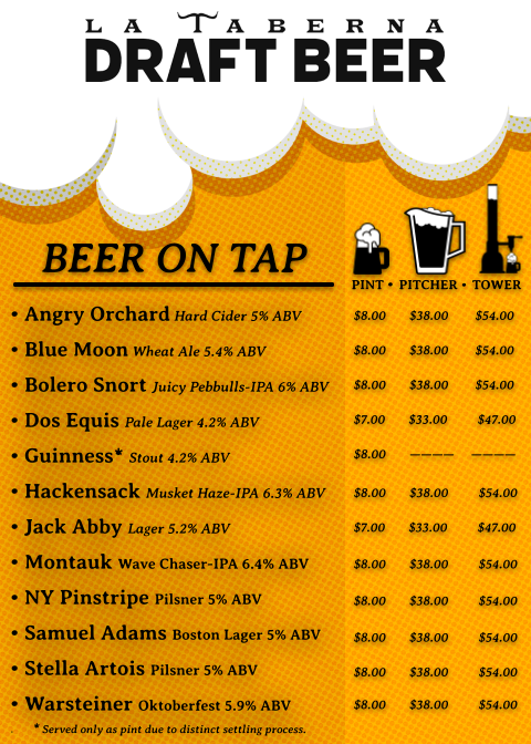 Menu | La Taberna | Steaks & Tapas Bar | Dupont NJ