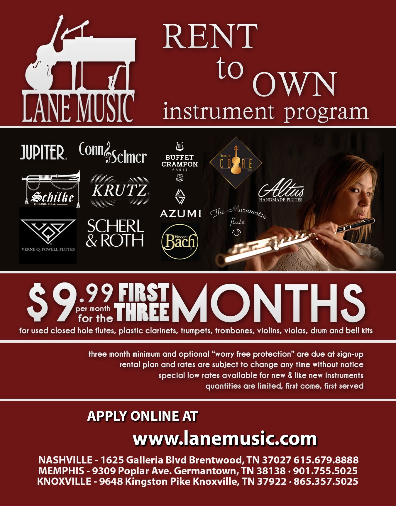 Band Rentals | Lane Music | Memphis, Nashville, Knoxville