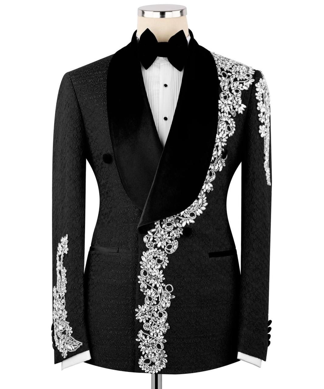ORIGINAL MILANO –3Pcs Navy Blue Three-Piece Shawl Lapel Tuxedo Jacket