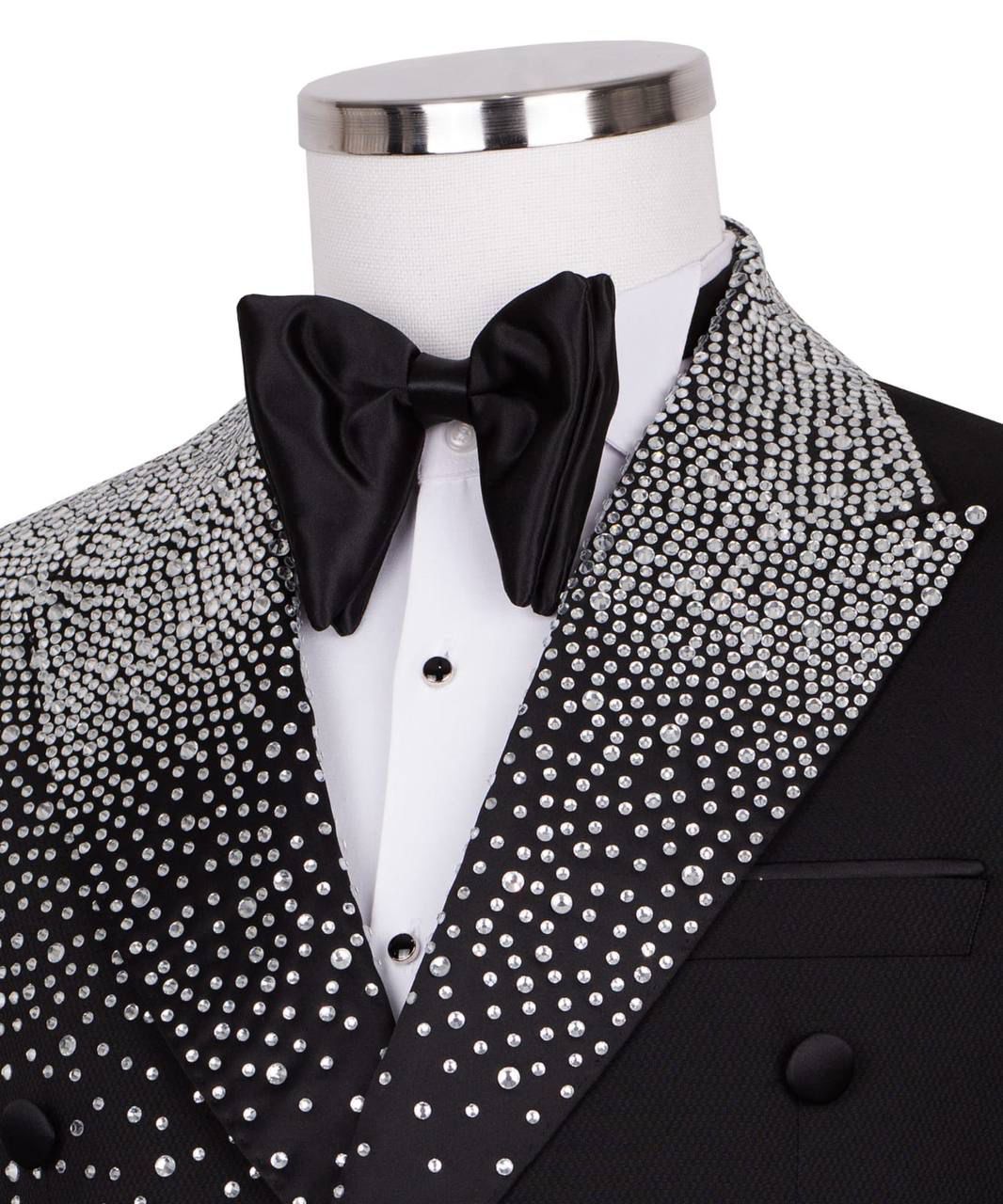 ORIGINAL MILANO –2Pcs Black Couture Embroidered Tuxedo