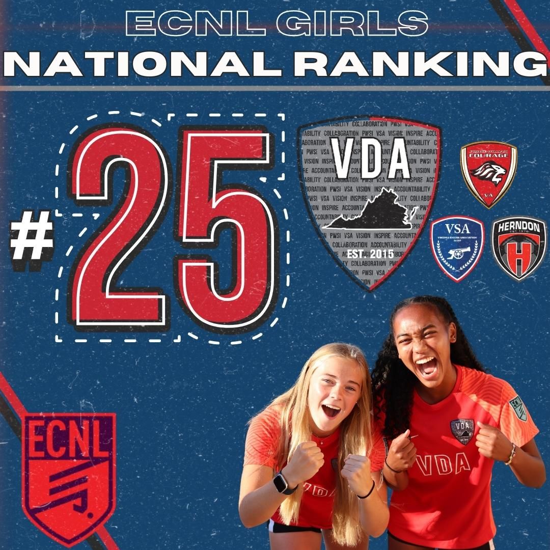 VDA Girls Program Ranked #25 ECNL Club in the Nation!
