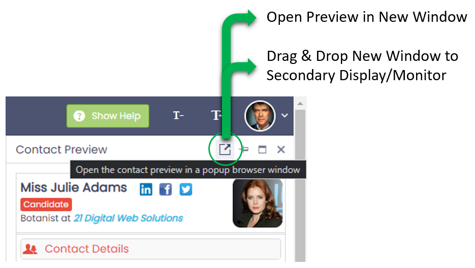 Dual Display Contact Previews