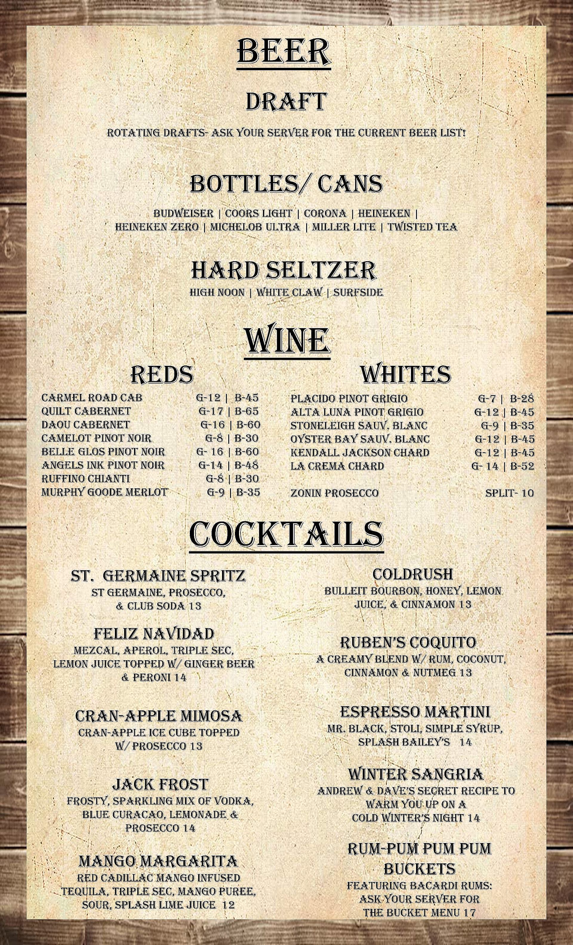 Menu - Explore Our Menu | The Horseshoe Tavern