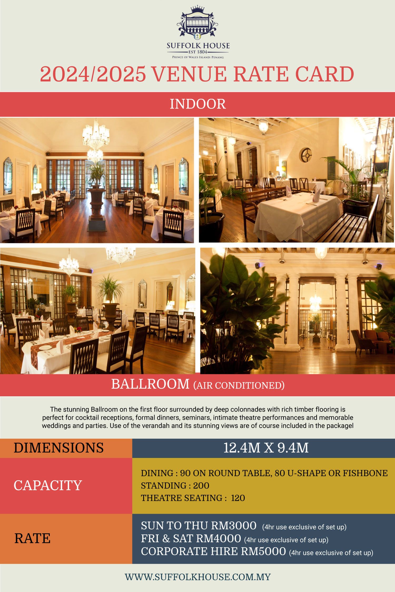 Venue Rate Card - Suffolk House Penang
