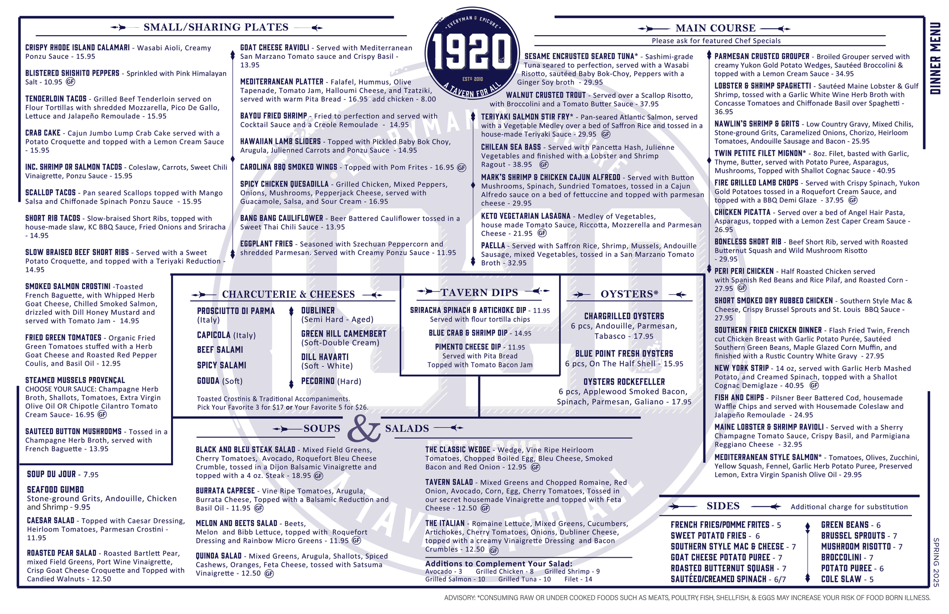 Fine Dining Menus | 1920 Tavern | Roswell, GA