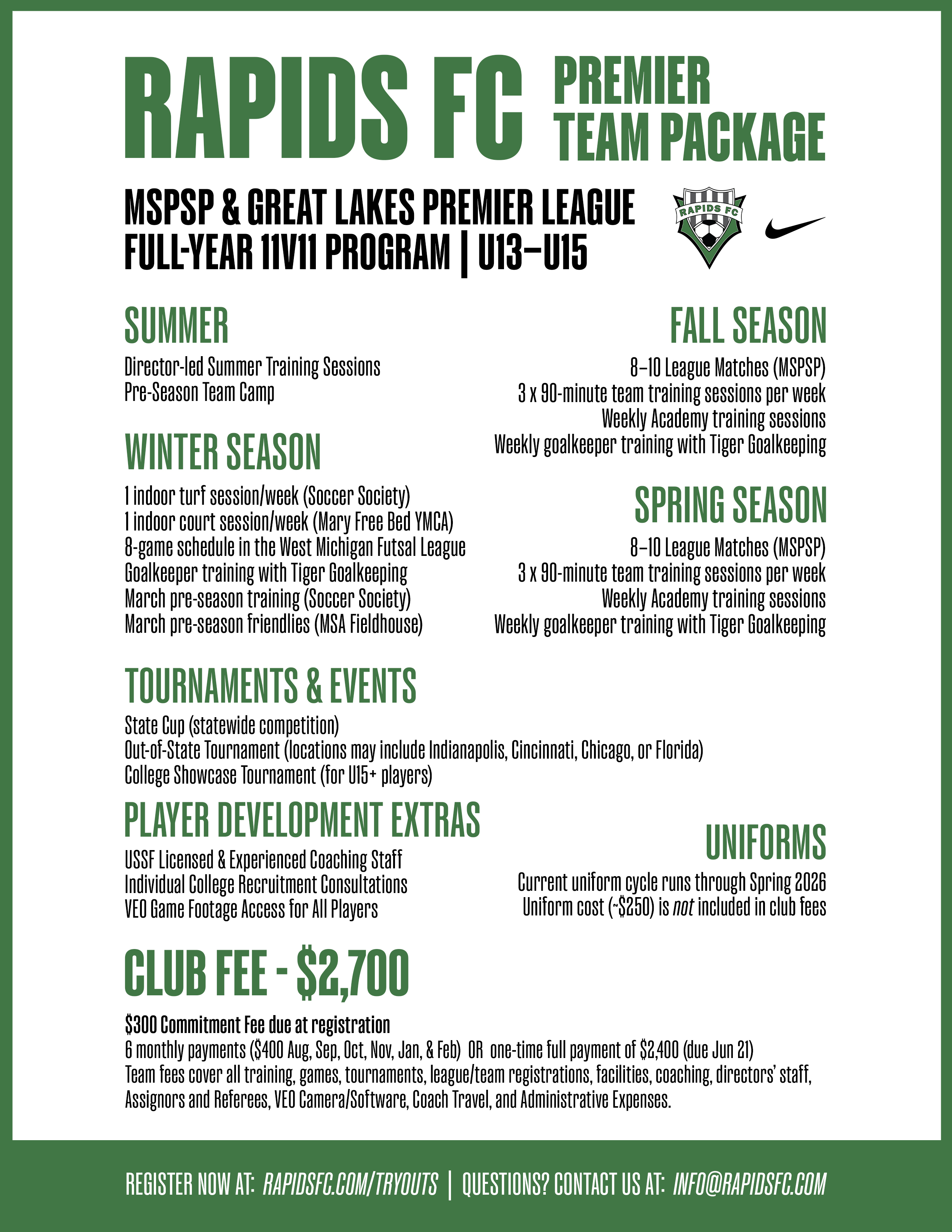 Premier Team Packages