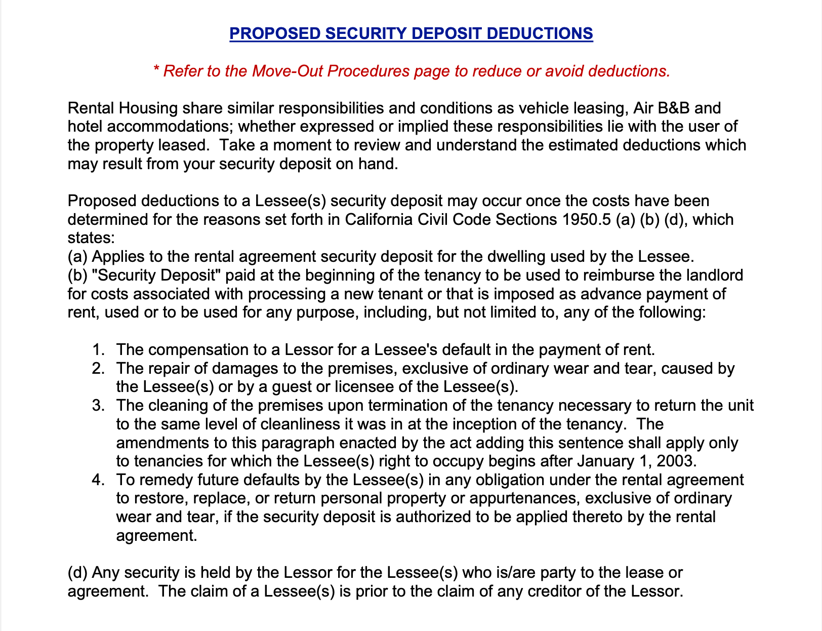 Security Deposit - Briar Management