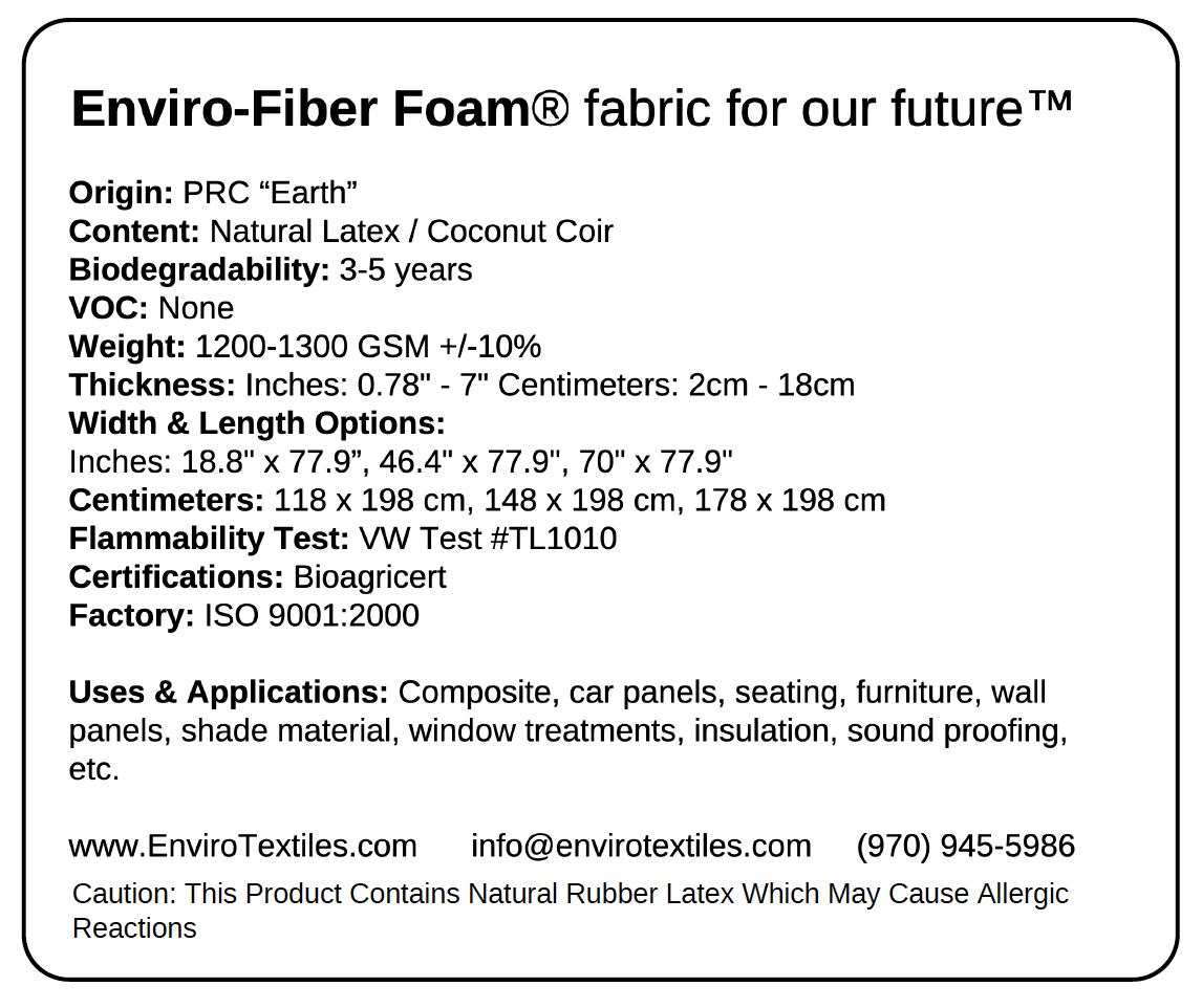 Enviro-Fiber Foam® | EnviroTextiles® Sustainable Biodegradable Products