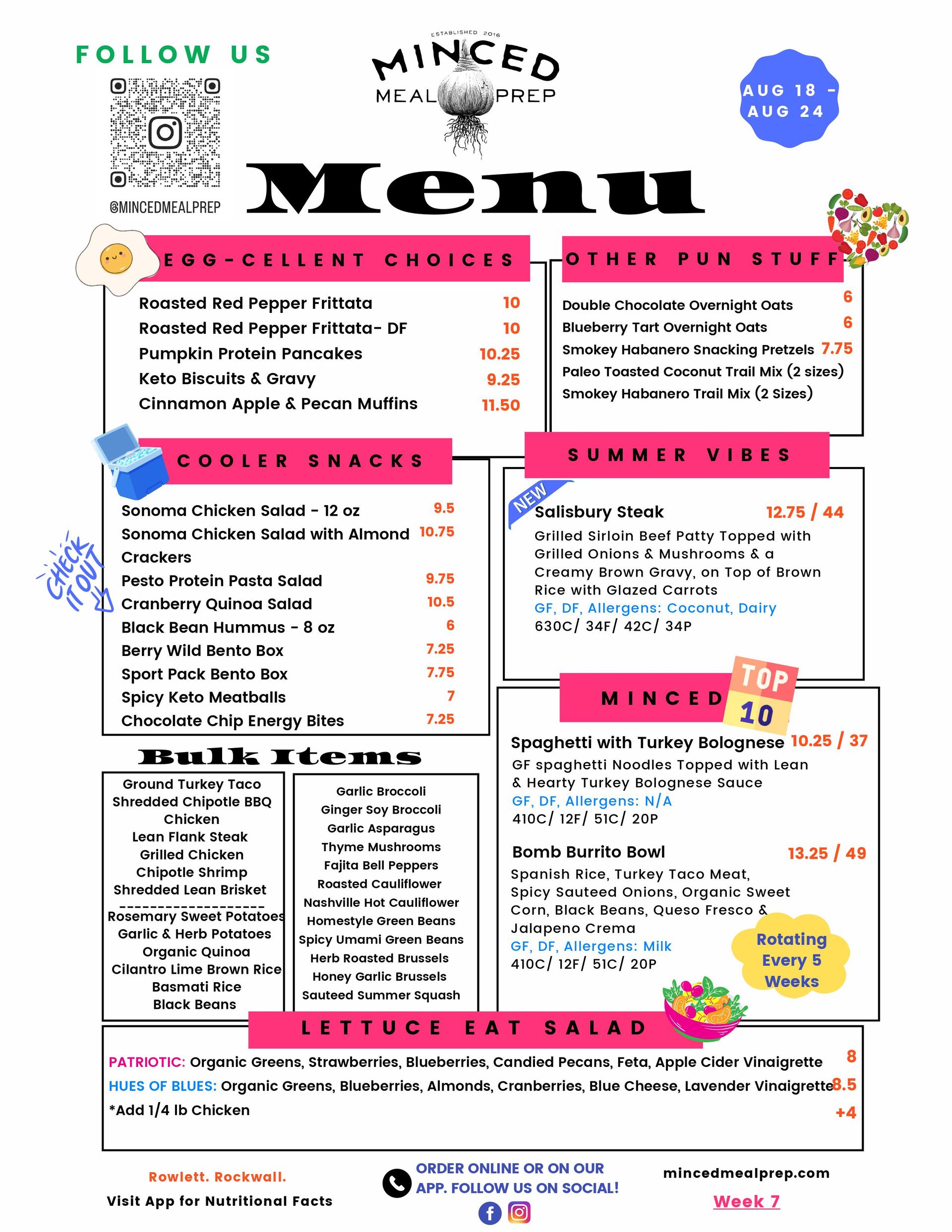 Weekly Meal Prep Menu