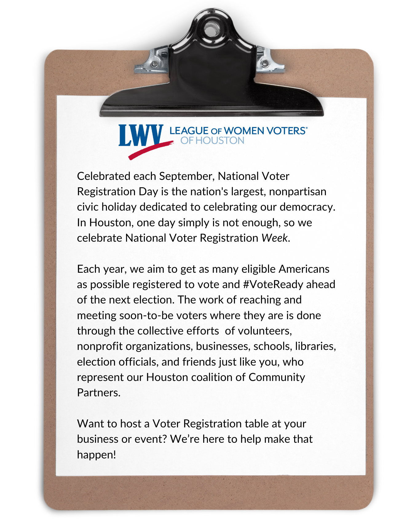 National Voter Registration Day in Houston