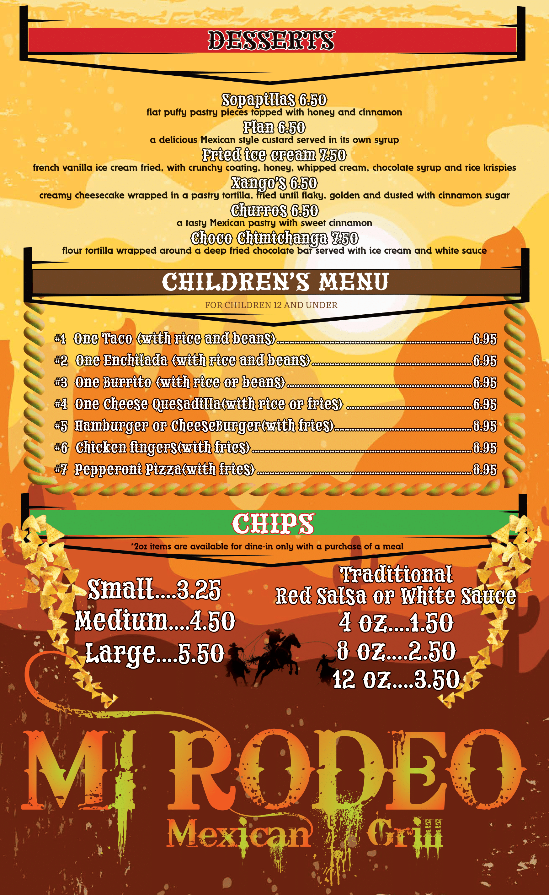 Menu | Colonial Heights, VA | Mi Rodeo Mexican Grill